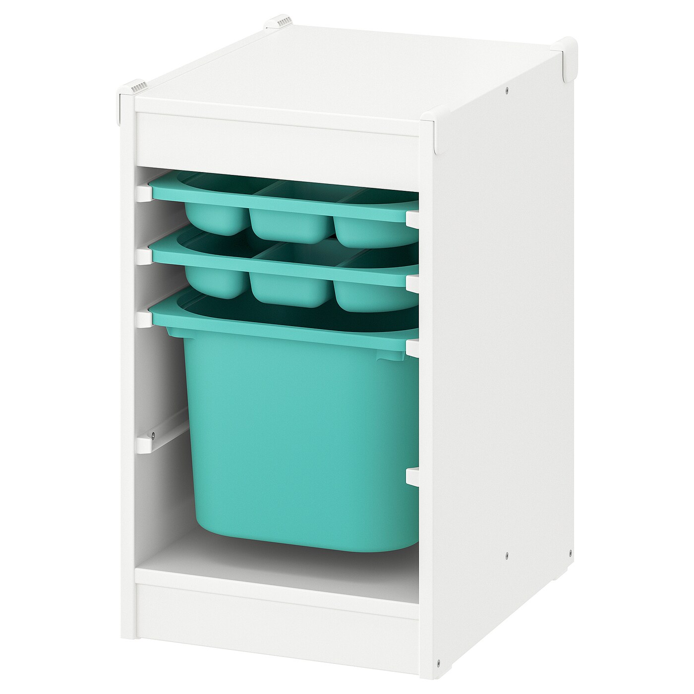 TROFAST storage combination with box/trays white/turquoise - IKEA
