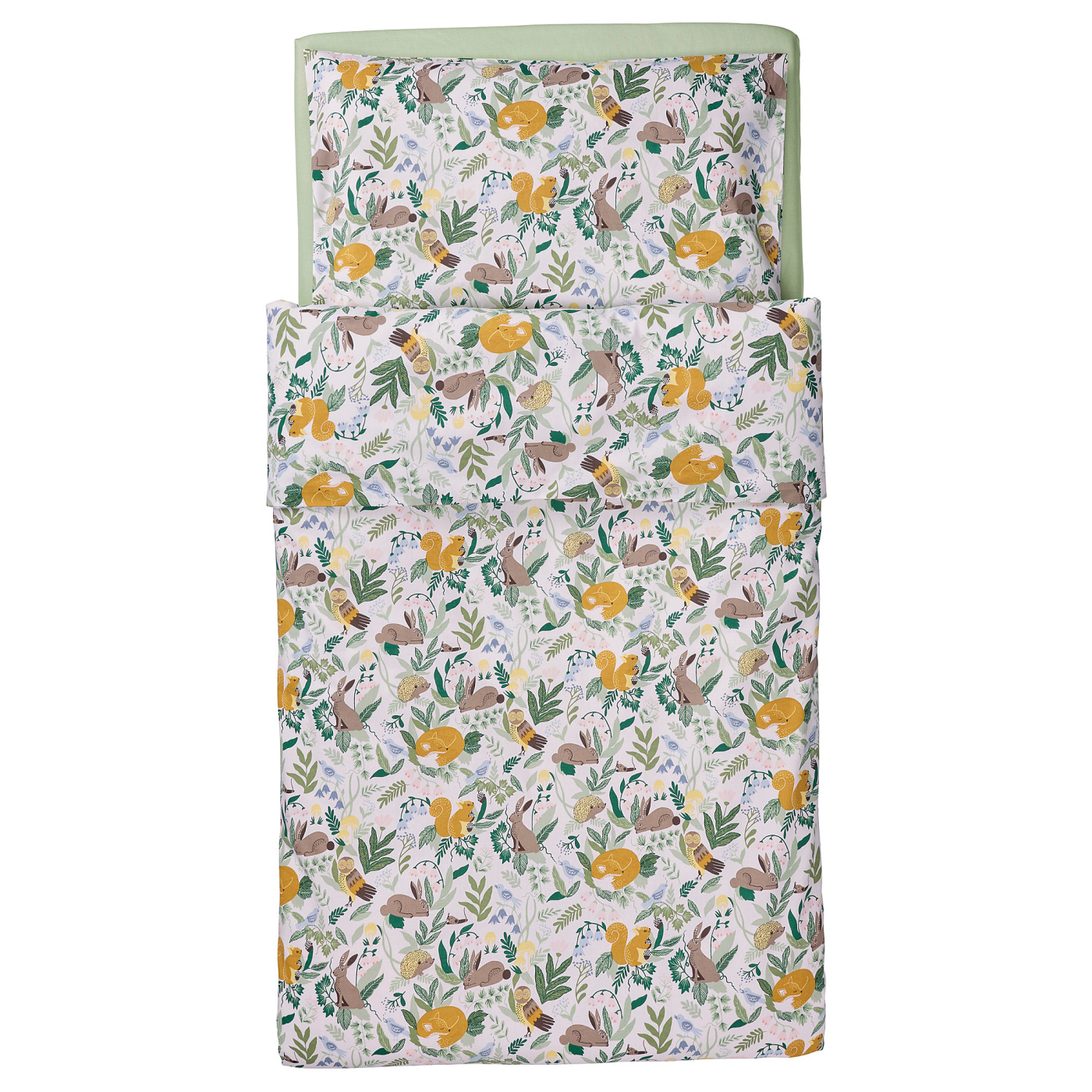 TROLLDOM 3-piece bedlinen set for cot forest animal pattern/multicolour ...