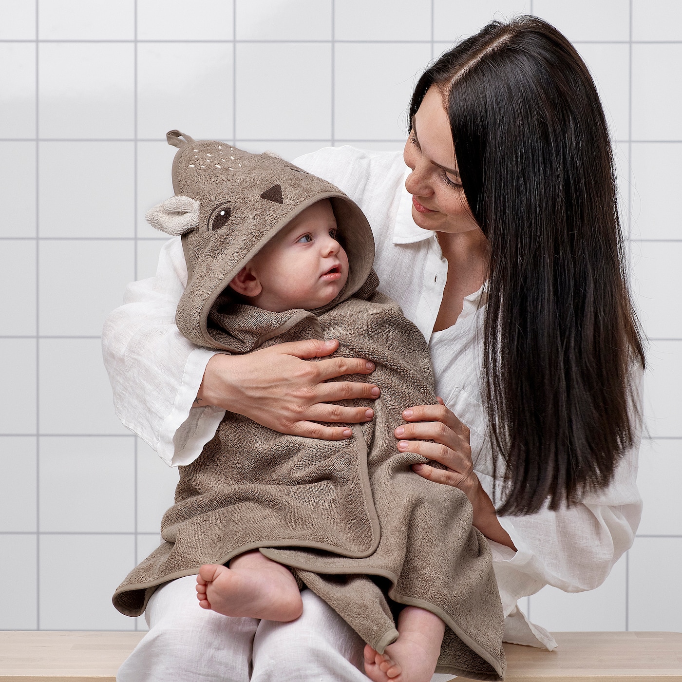 TROLLDOM baby towel with hood deer brown IKEA