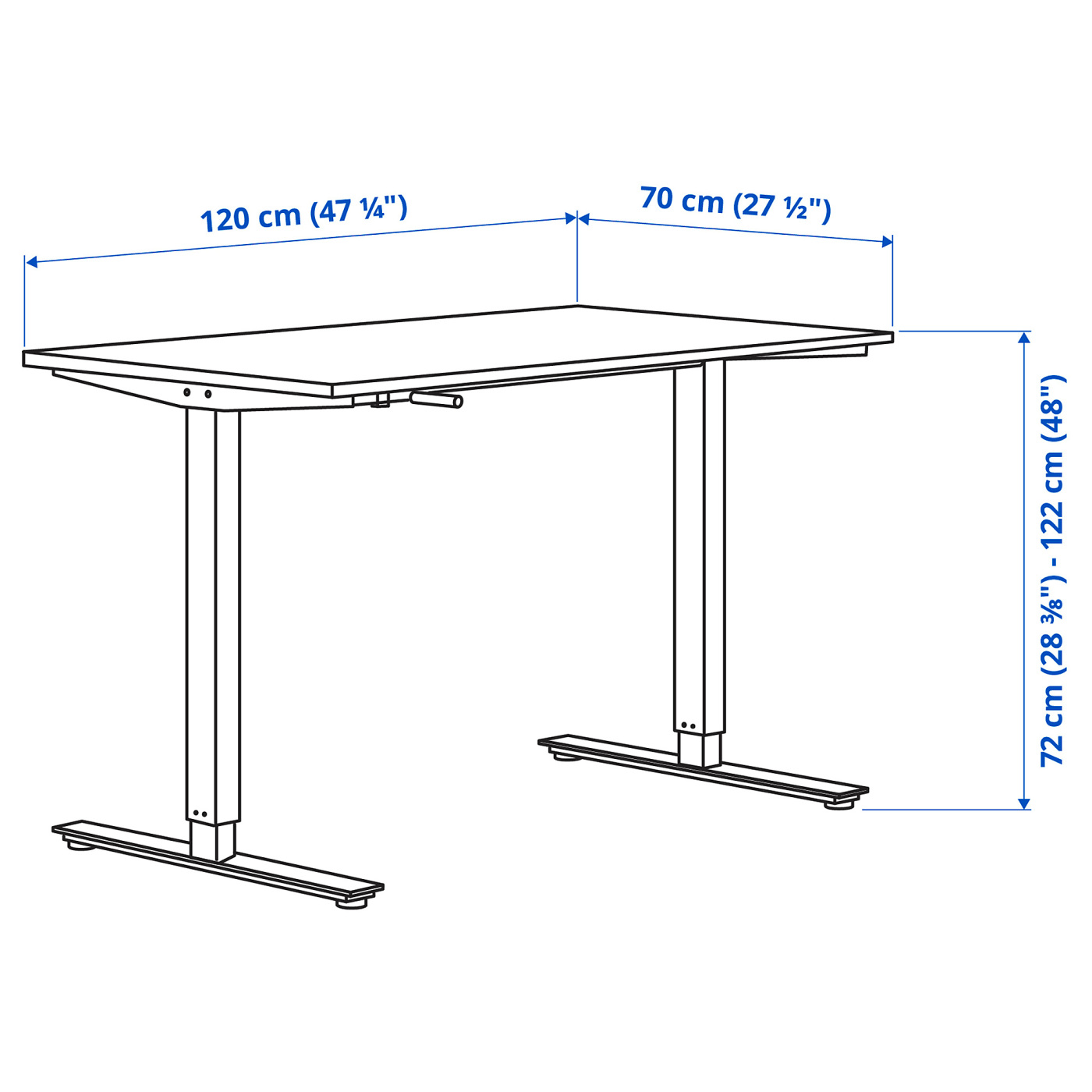 TROTTEN desk sit/stand white/anthracite - IKEA
