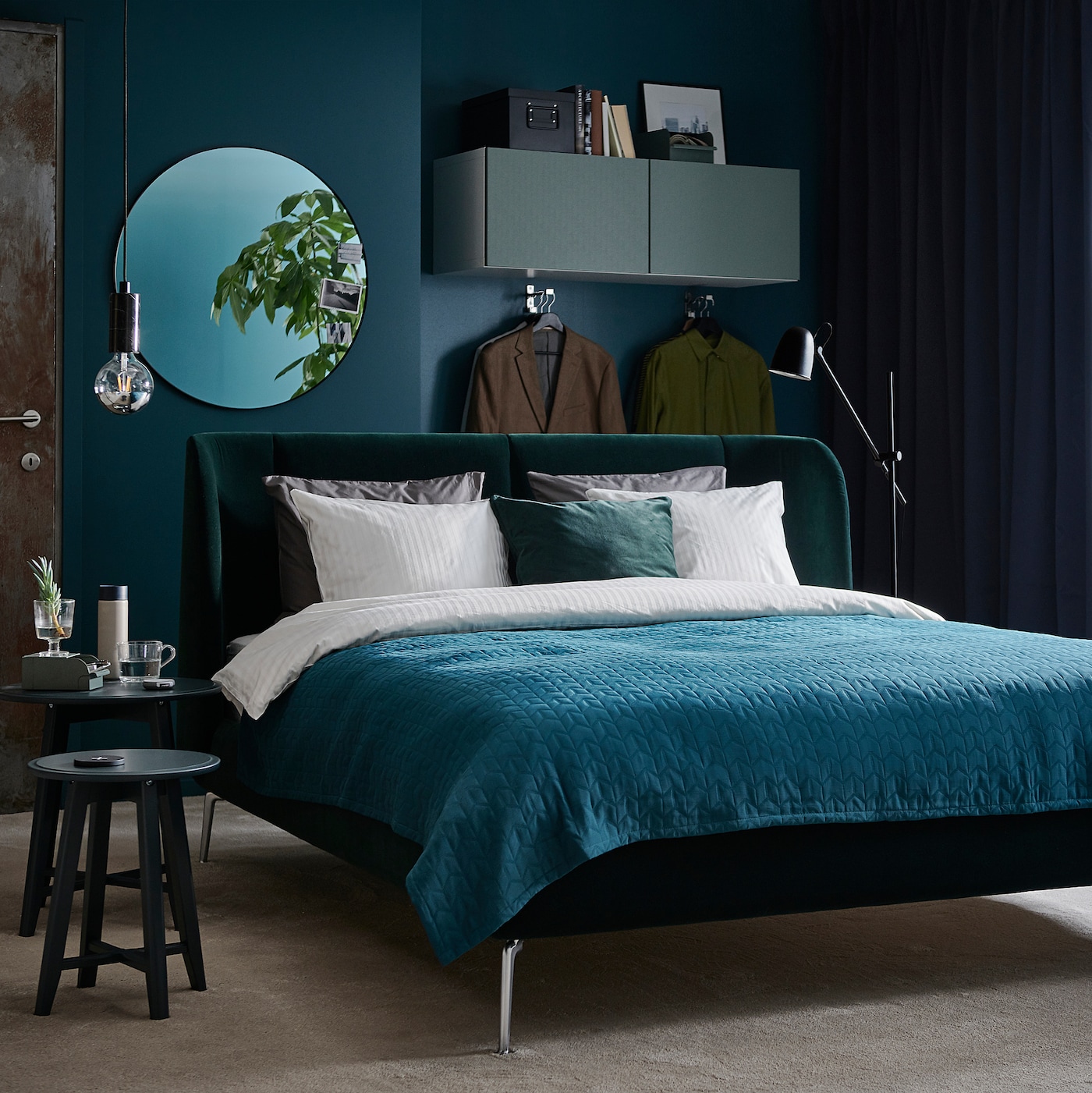 TUFJORD upholstered bed frame Djuparp dark green IKEA
