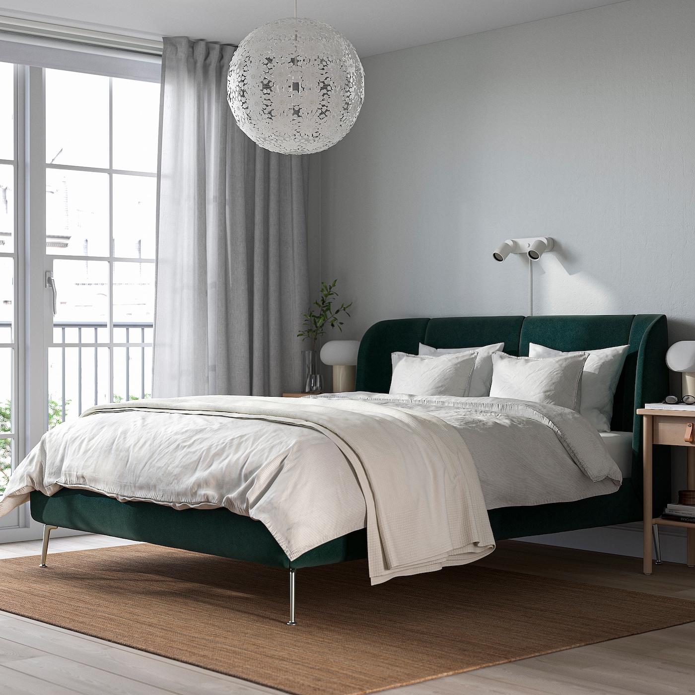 TUFJORD upholstered bed frame Djuparp dark green IKEA
