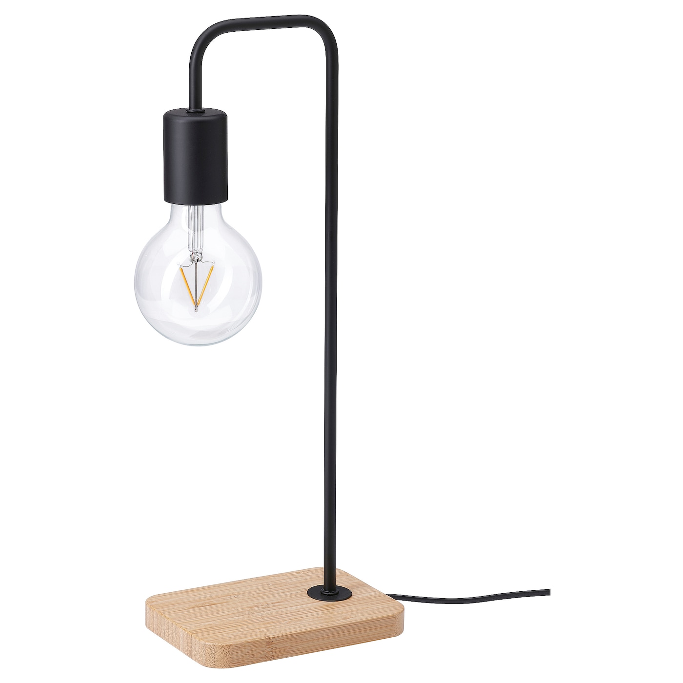 TVÄRHAND table lamp black/bamboo - IKEA