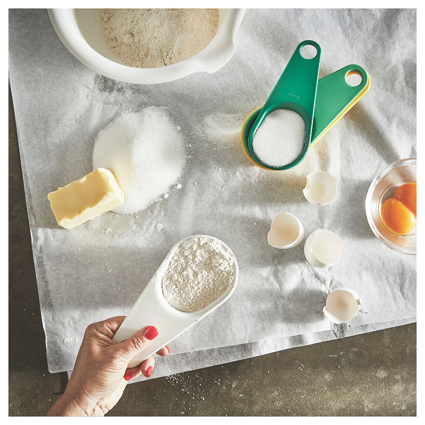 UPPFYLLD set of 4 measuring cups mixed colours - IKEA