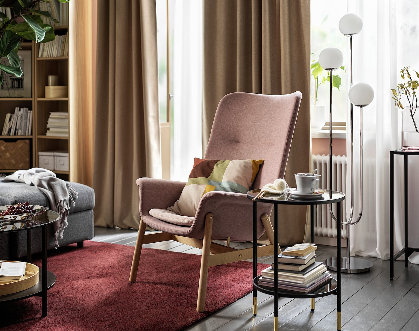 VEDBO high back armchair Gunnared light brown pink IKEA