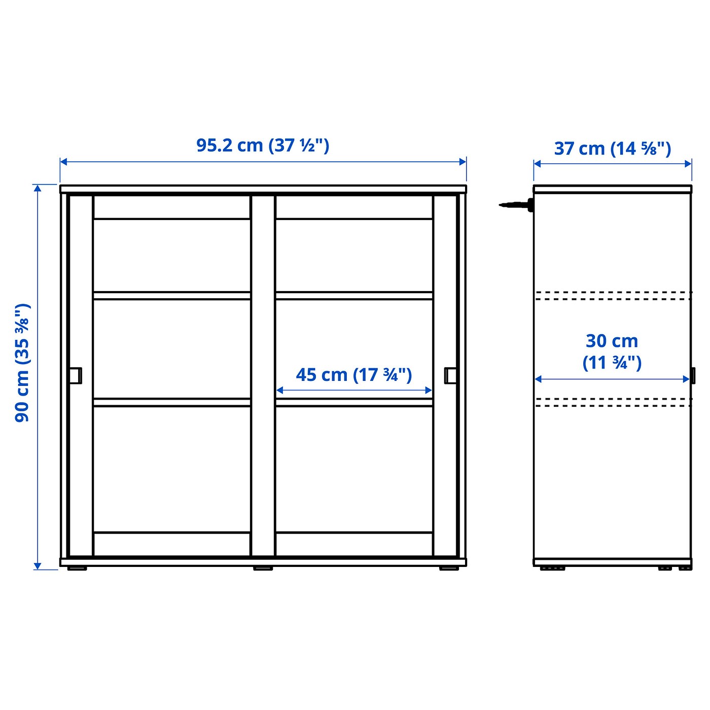 VIHALS cabinet with sliding glass doors white - IKEA