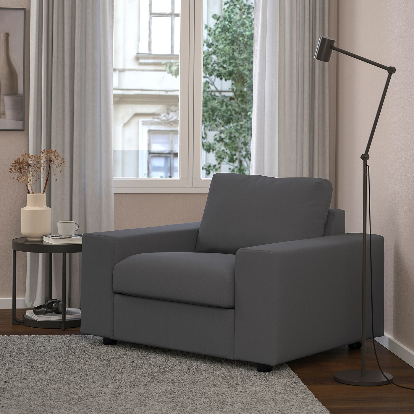 VIMLE armchair with wide armrests Hallarp grey IKEA