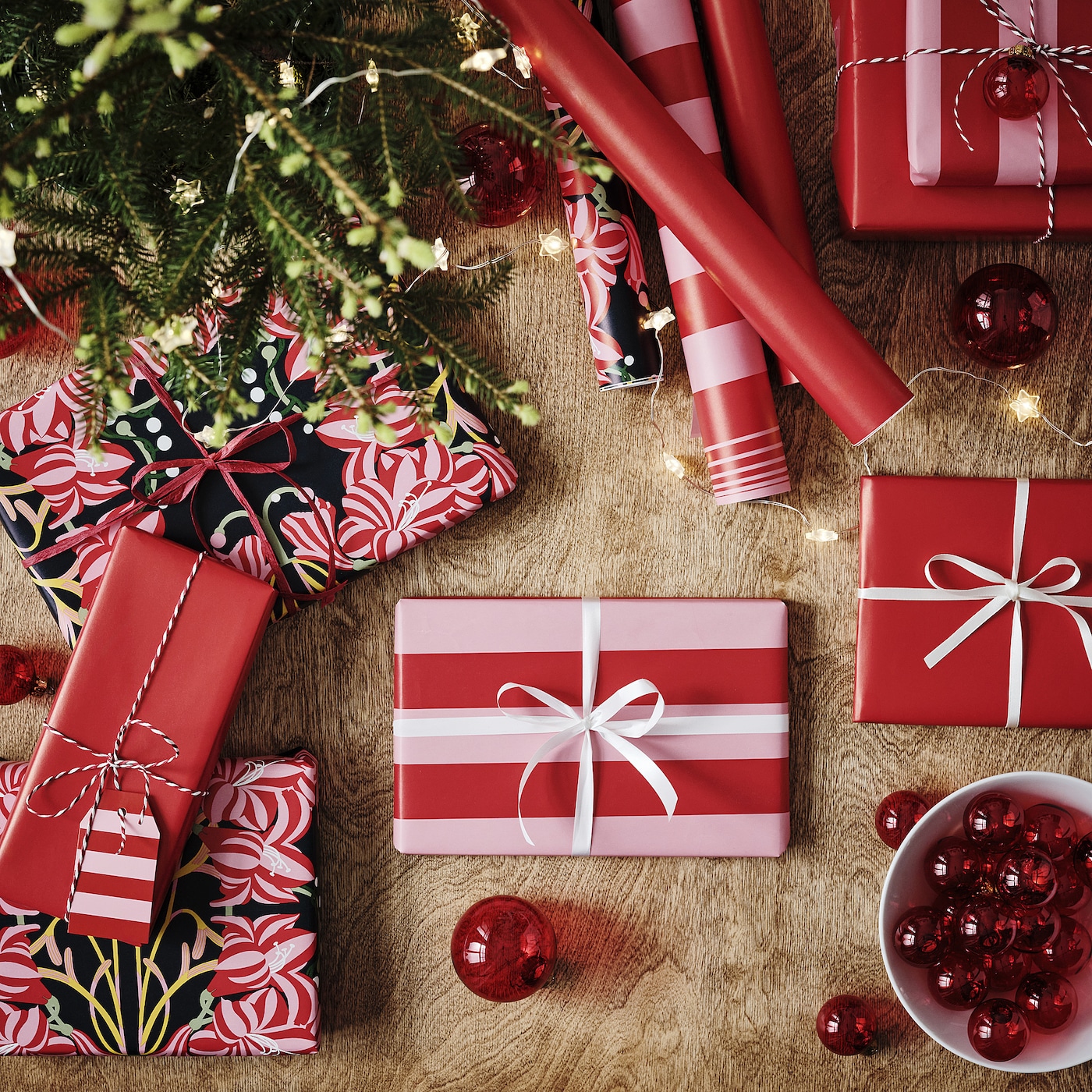 VINTERFINT gift wrap roll mixed patterns pink - IKEA