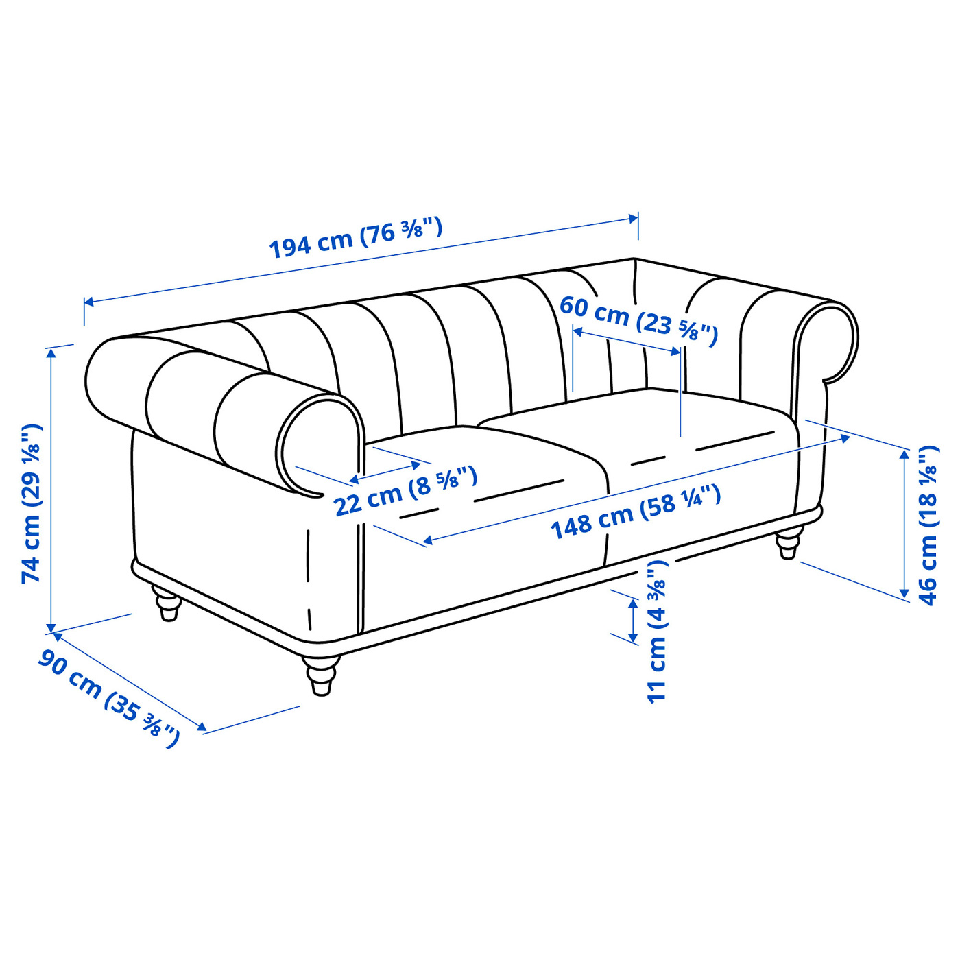 VISKAFORS 2-seat sofa Högalid brown/birch - IKEA