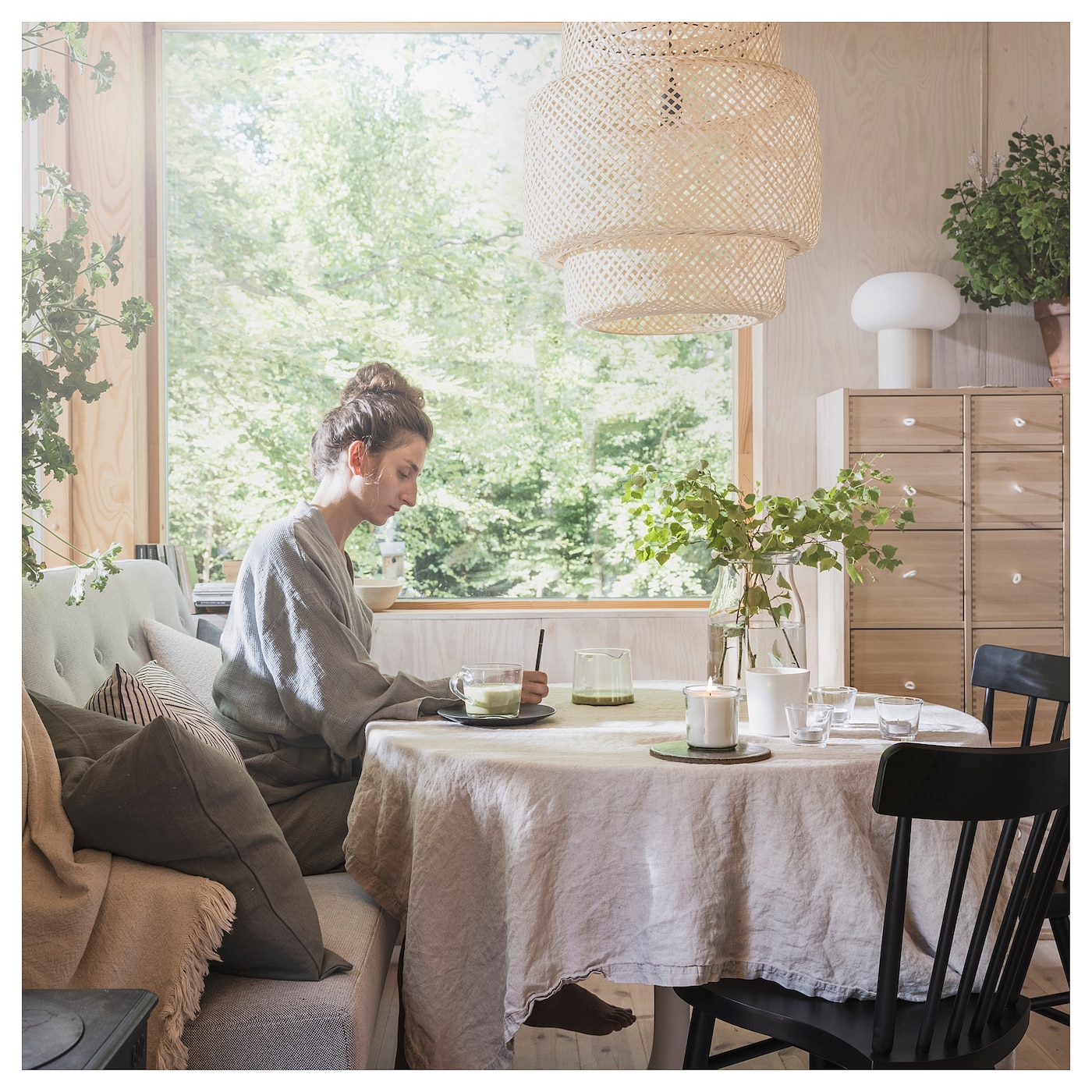 ADLAD 阿拉德 香味烛和玻璃杯 斯堪的纳维亚森林/白色 - IKEA