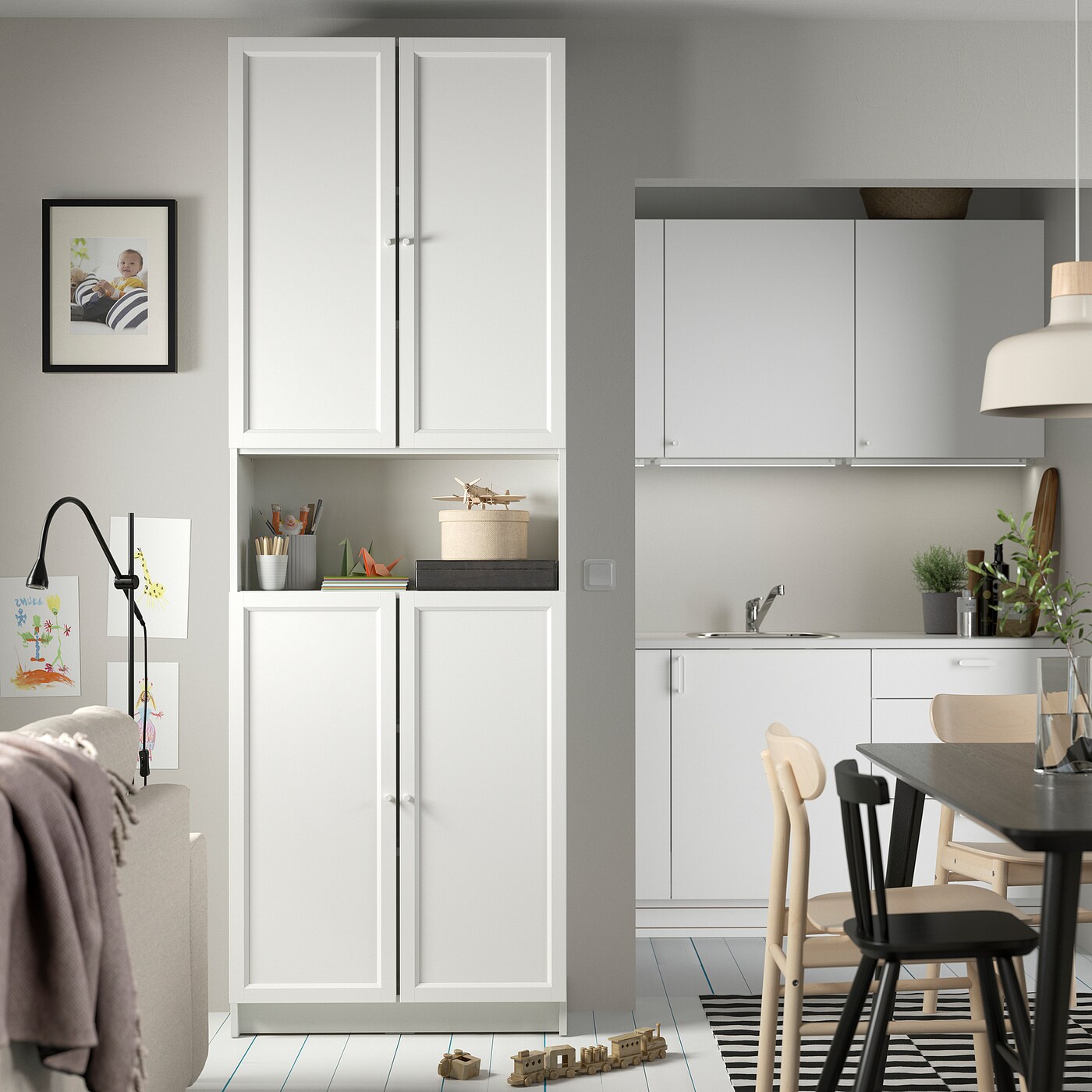 BILLY 毕利 / OXBERG 奥克伯 书柜，带门/附加件 白色 - IKEA