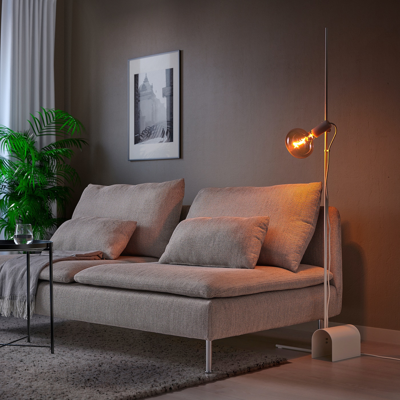 HÅRSLINGA 霍希林卡 / MOLNART 莫那特 落地灯带灯泡 白色/椭圆造型 多色 - IKEA