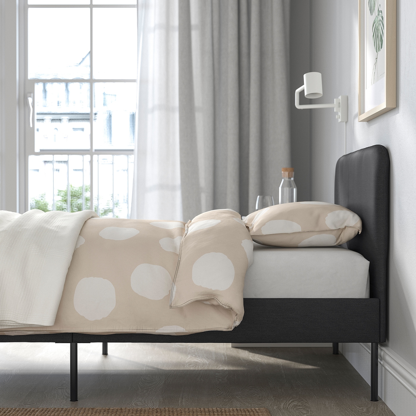 SLATTUM 斯拉图 软包床架 威索尔 深灰色 - IKEA