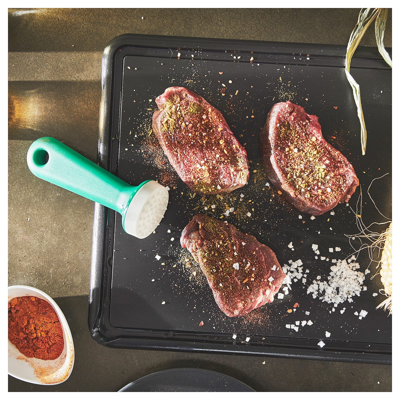 UPPFYLLD 乌普菲尔德 松肉工具，2件套 绿色/纯黄色 - IKEA