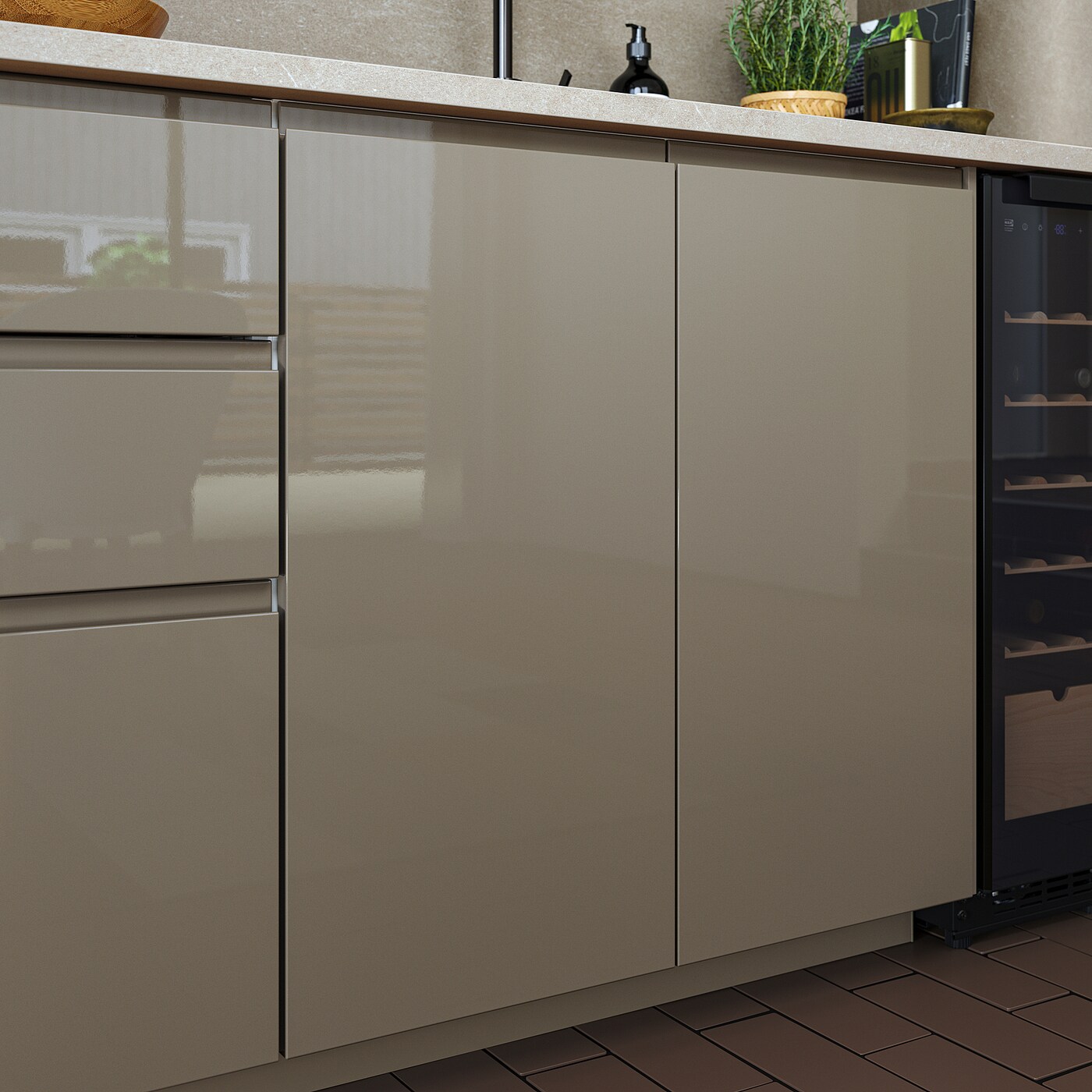 VOXTORP 沃托普 柜门 高光 深灰褐色 - IKEA